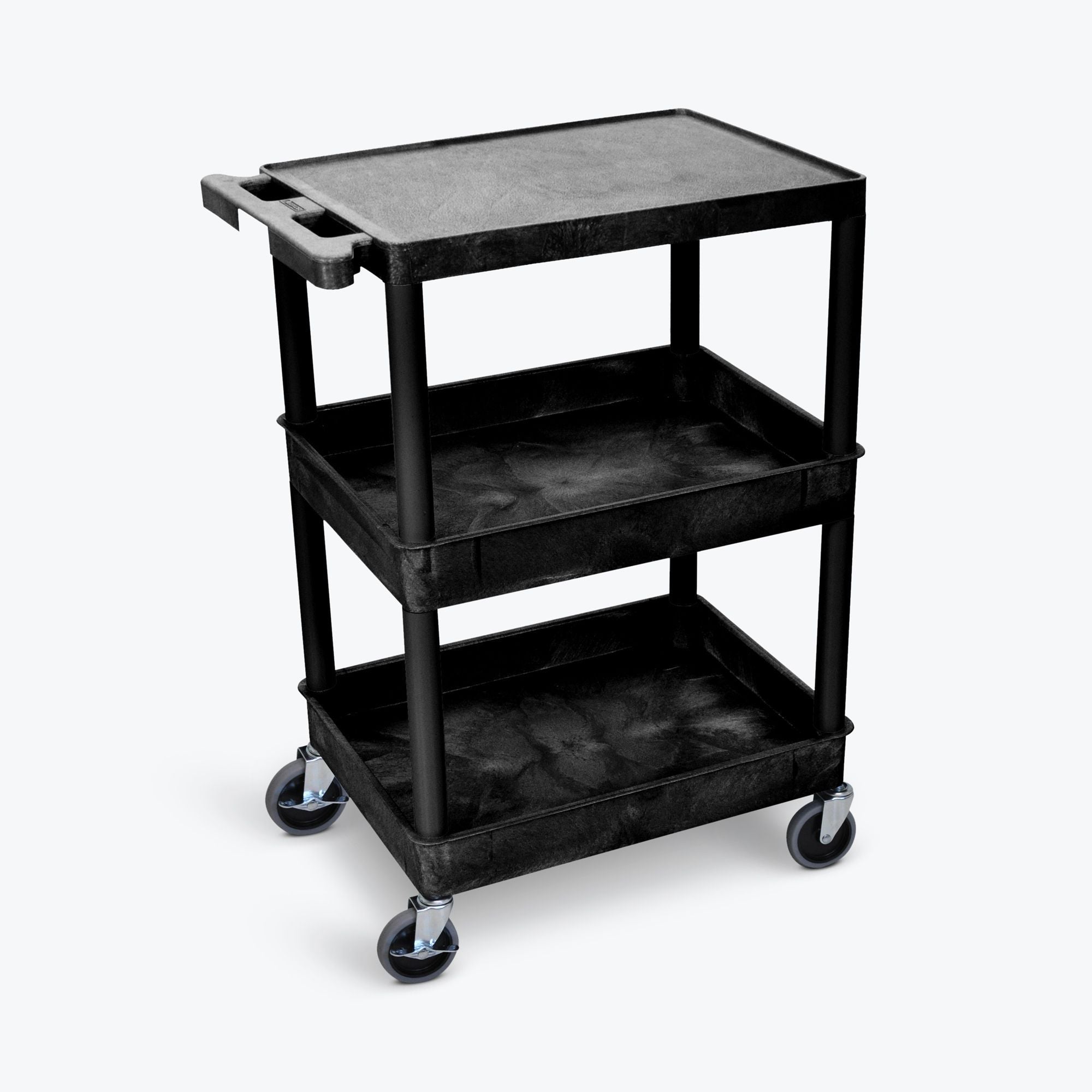 Luxor 3 Tier Professional Cart Flat Top and Tub Middle/Bottom Shelf Ca ...